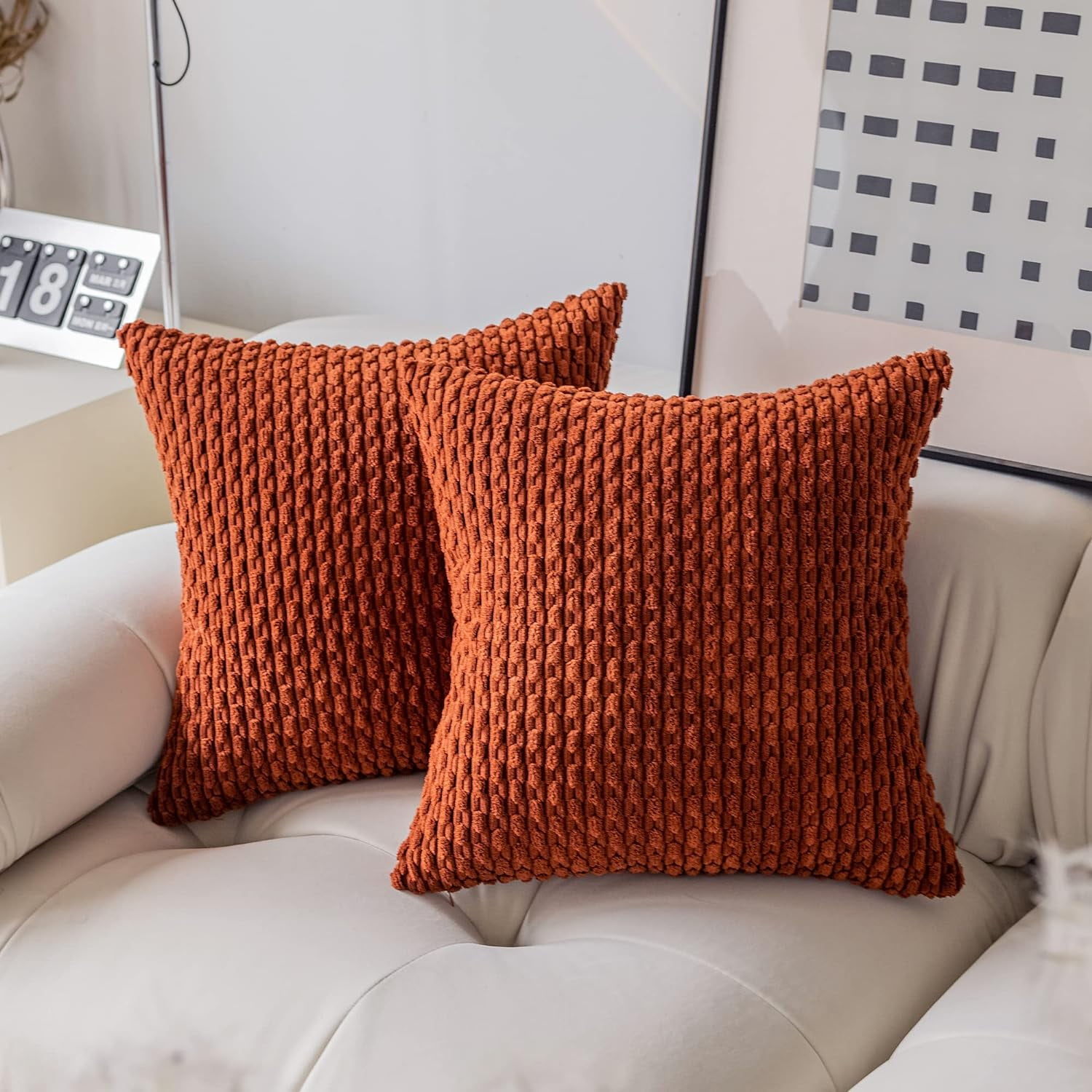 Holzlrgus Fall Set of 2 Striped Textured Velvet Corduroy Decorative ...