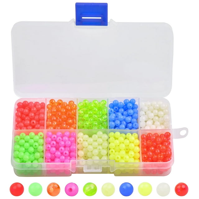 Holzlrgus Fishing Beads Assorted Kit - 1000pcs 5mm Round Float Glow Fishing Beads Luminous Hard ...