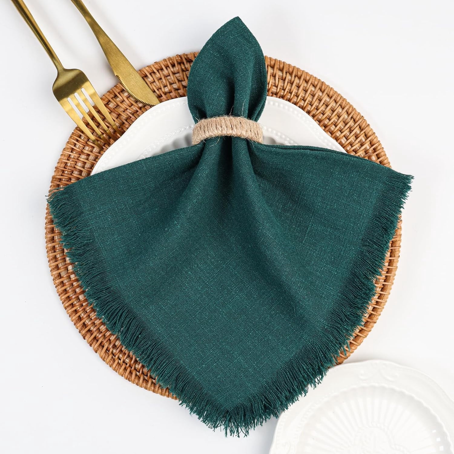 Holzlrgus Handmade Cloth Napkins, Linen Cloth Napkins with Fringe, 18 x ...