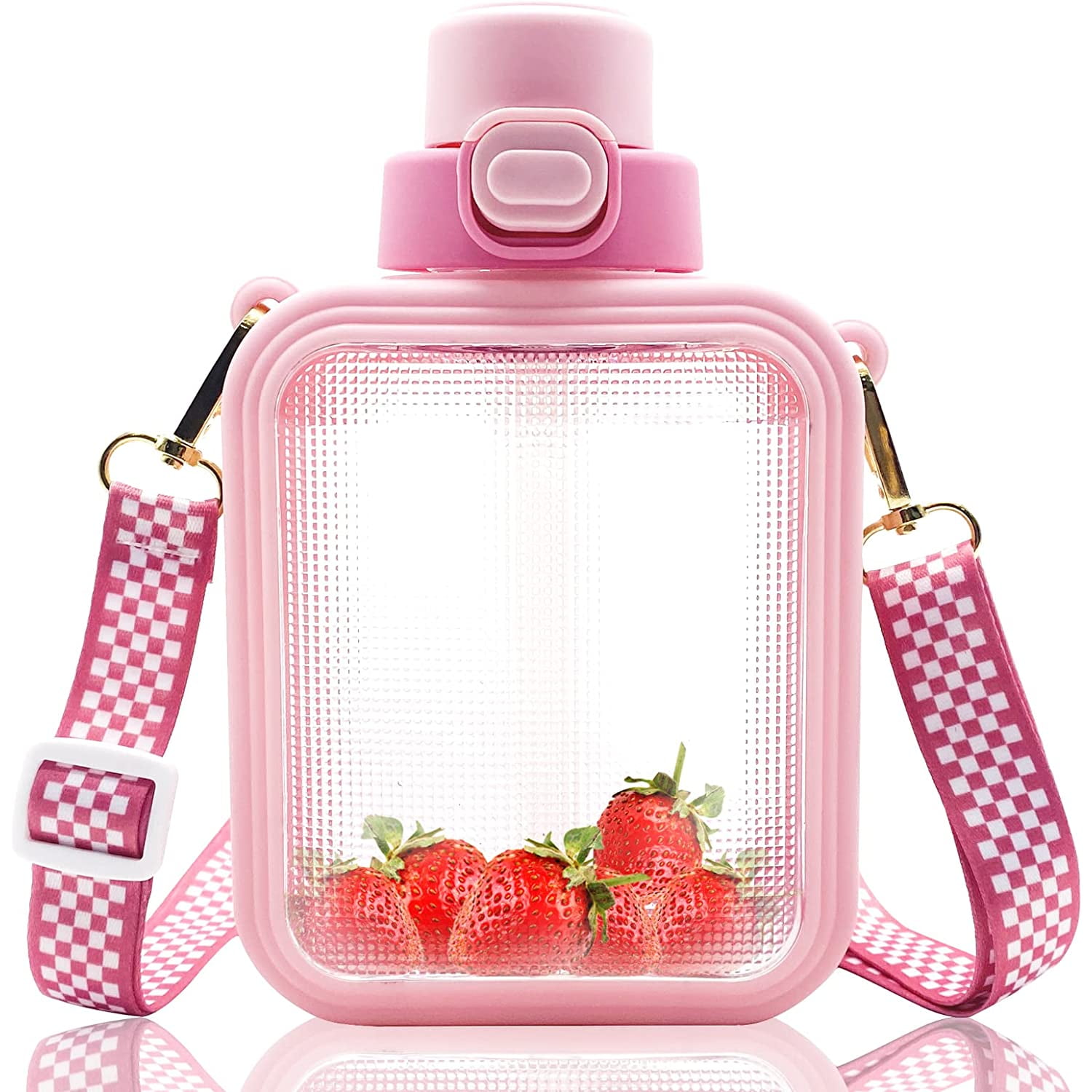 Holzlrgus Kawaii Water Bottle, Cute Square Water Bottles with Straw and ...