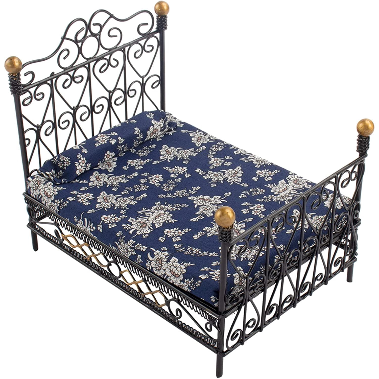 Holzlrgus Miniature Double Bed Mini Black Metal European Style Bed ...