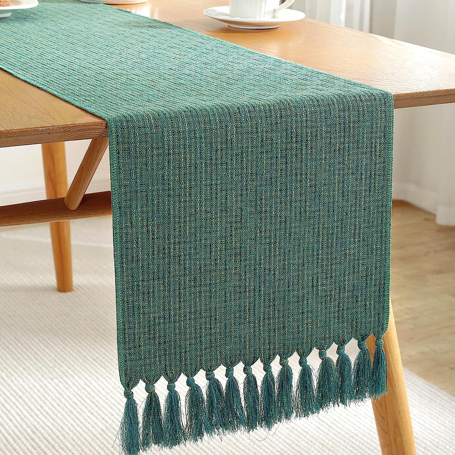 Holzlrgus Rustic Table Runner with Tassels, Boho Farmhouse Table ...