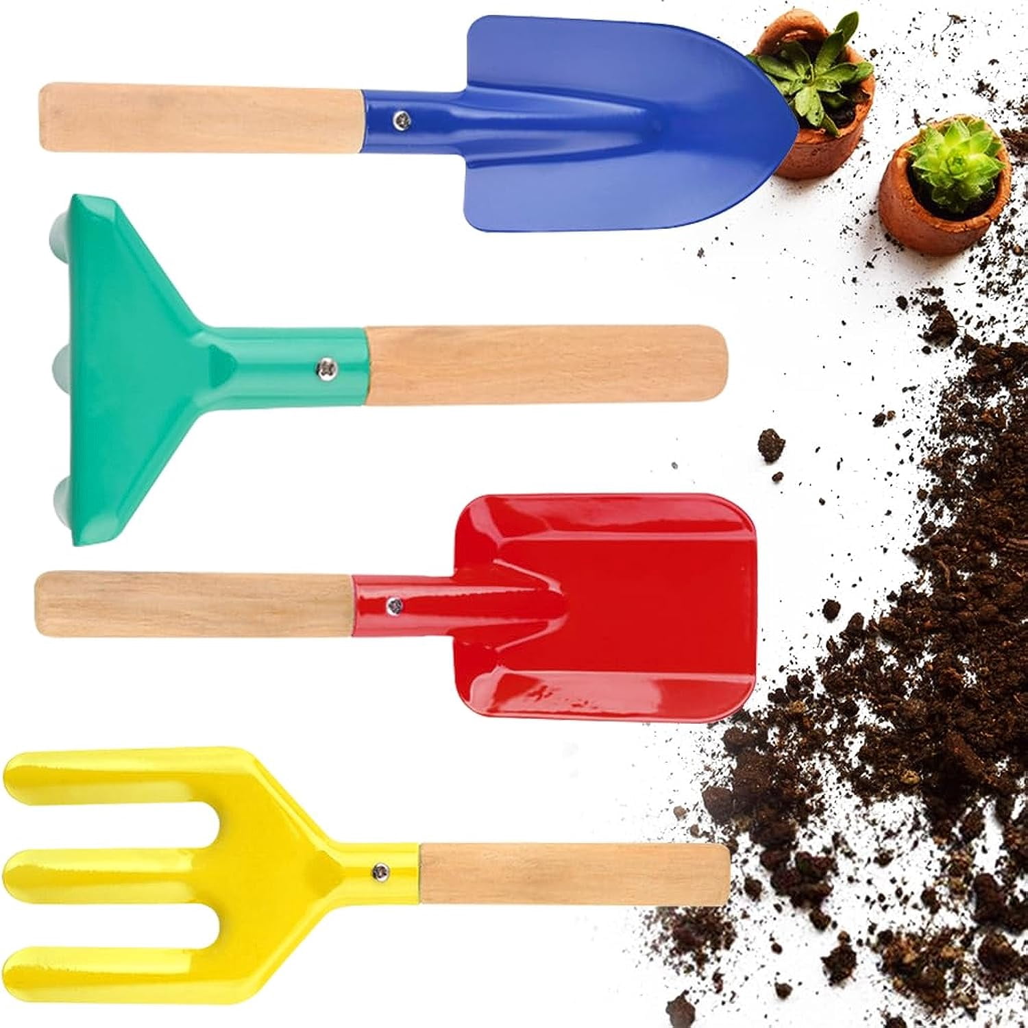 Holzlrgus Sand Toys for Kids, 4 Piece Beach Toys Set with Metal Tools ...
