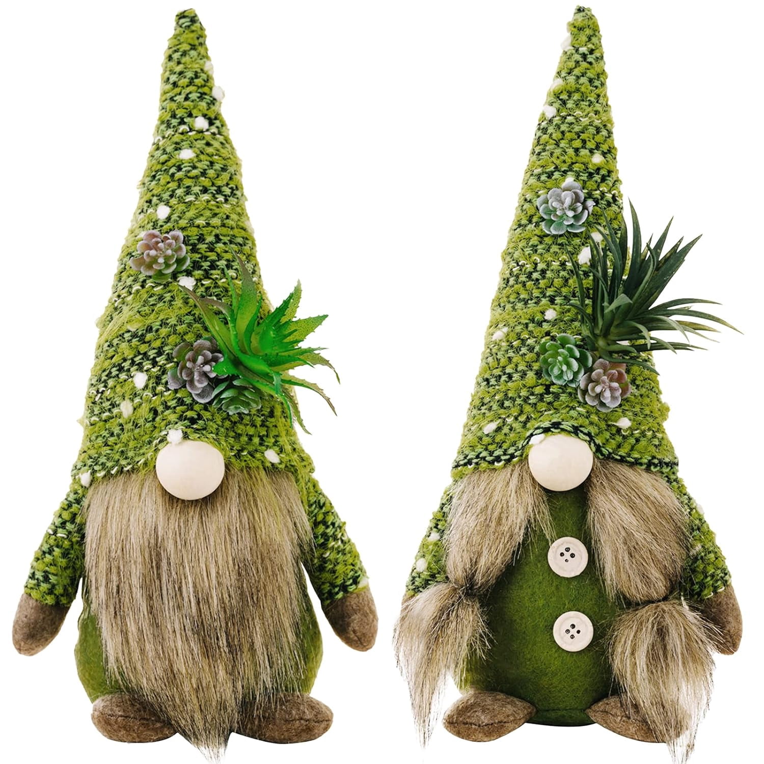 Holzlrgus Succulents Air Plants Gnomes, 2Pcs Mr and Mrs Handmade Green ...