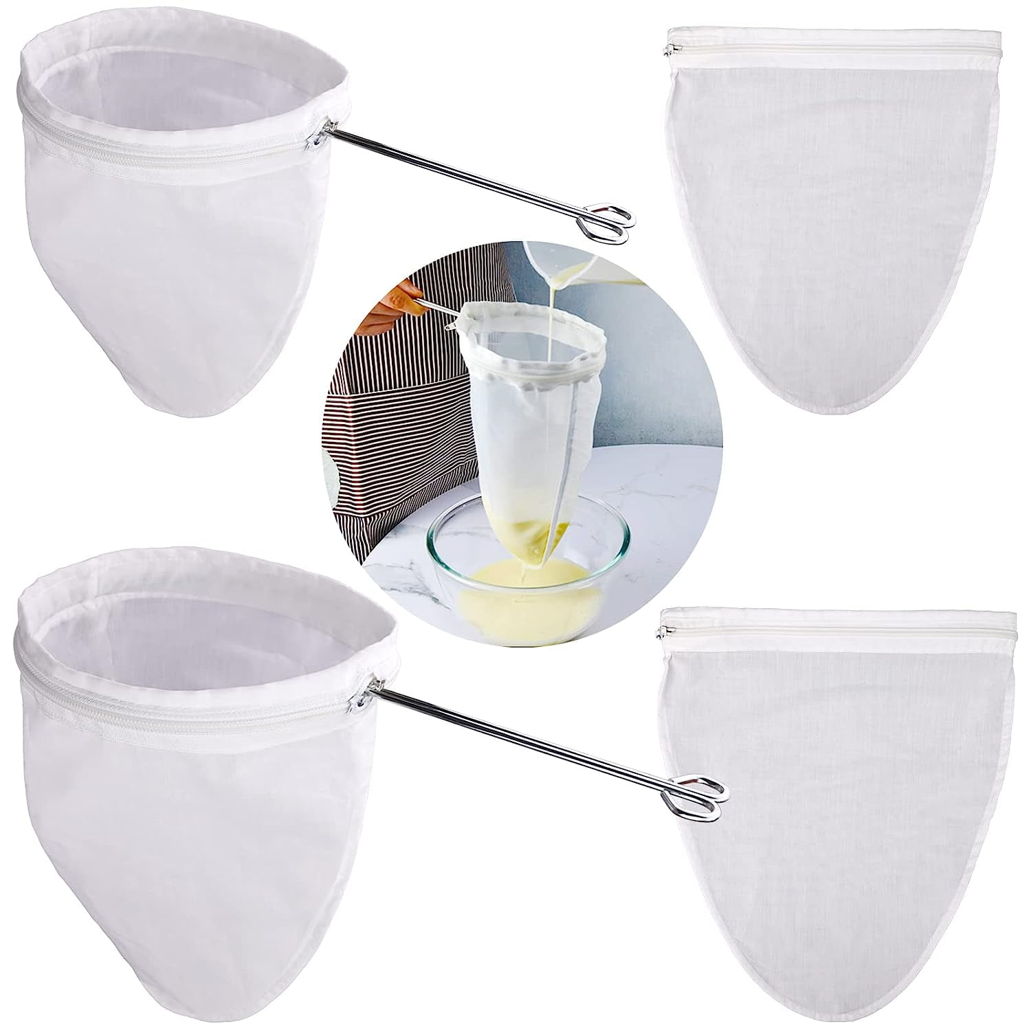 Holzlrgus Ultra Fine Mesh Strainer Bags, Reusable 80 Mesh Filter Bags ...