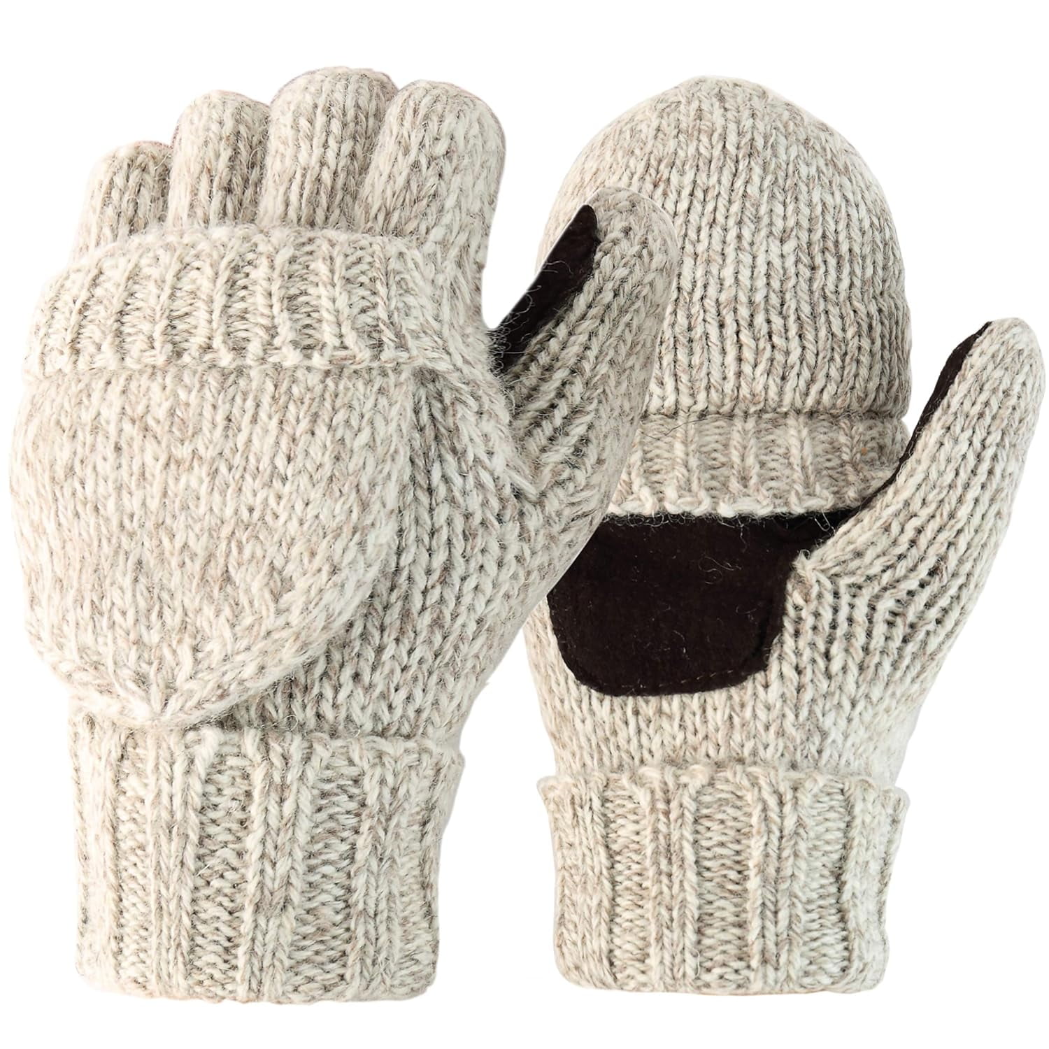 Holzlrgus Unisex Wool Blend Crochet Convertible Fingerless Gloves with ...