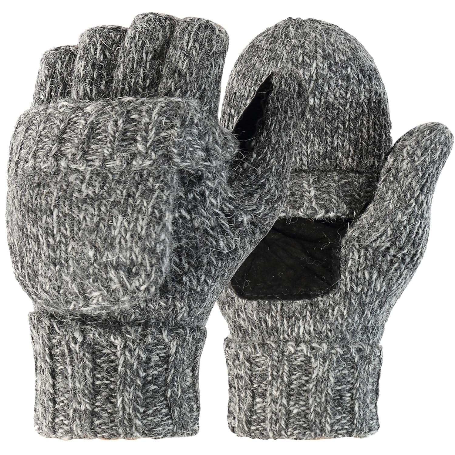 Holzlrgus Unisex Wool Blend Crochet Convertible Fingerless Gloves with ...