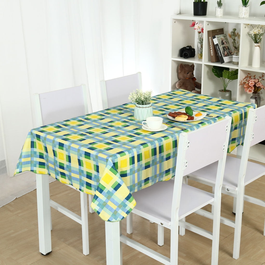 Holzlrgus Vinyl Tablecloth Rectangle 41" x 60" Green Plaid Floral ...