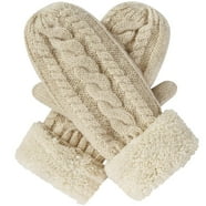 Whiteleopard Women's Fleece Lined Winter Gloves - Warm Wool Knit Mittens for Cold Weather ...