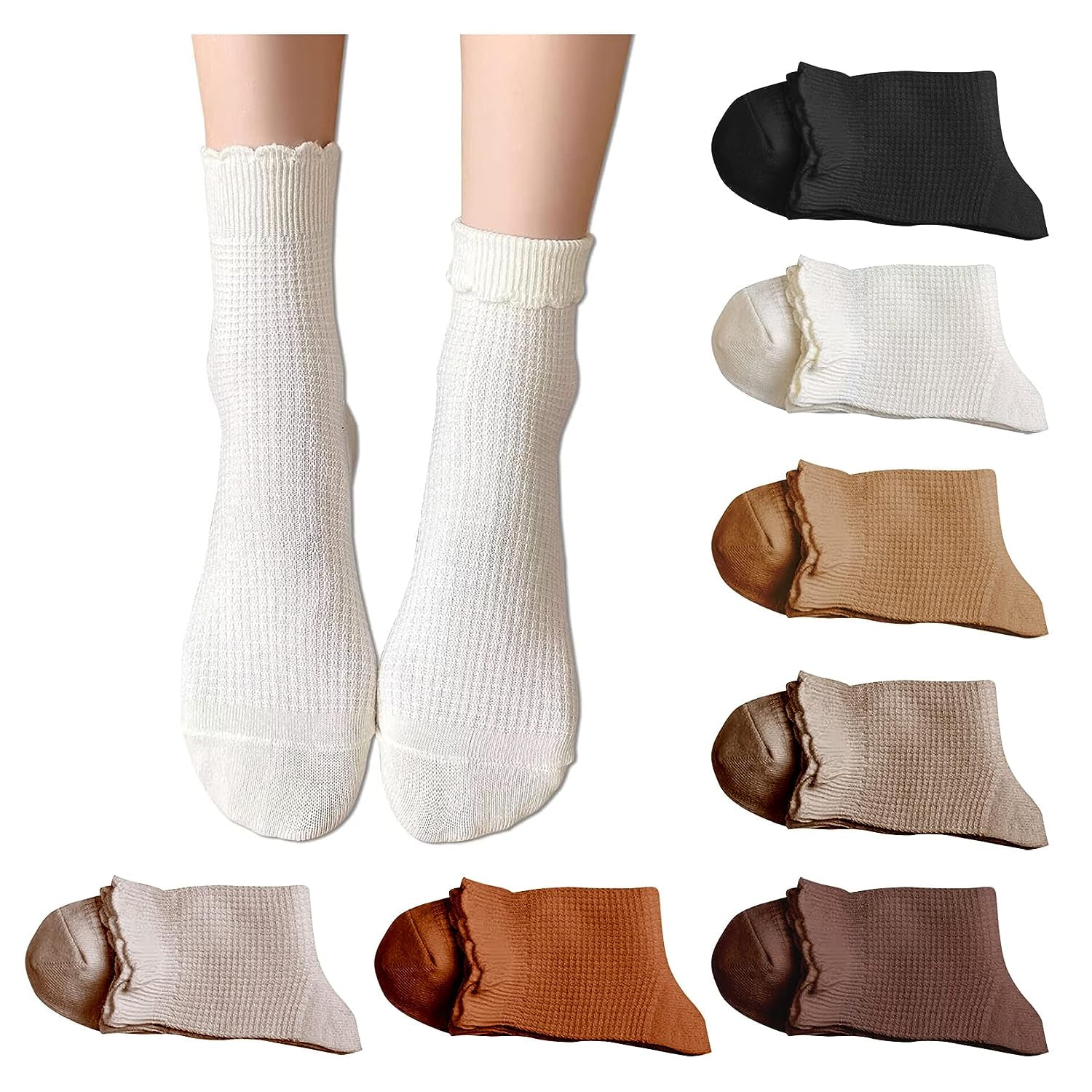 Holzlrgus Women Cute Ruffle Frilly Aesthetic Ankle Socks Flower ...