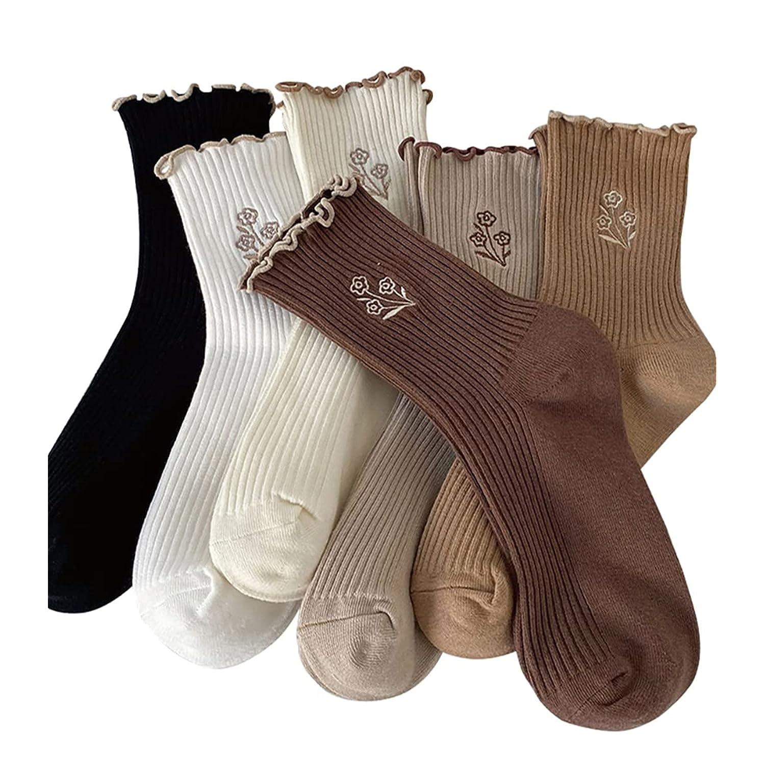 Holzlrgus Women Cute Ruffle Frilly Aesthetic Ankle Socks Flower ...