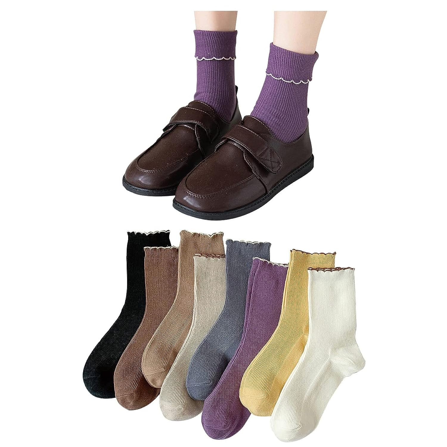 Holzlrgus Women Cute Ruffle Frilly Aesthetic Ankle Socks Flower ...