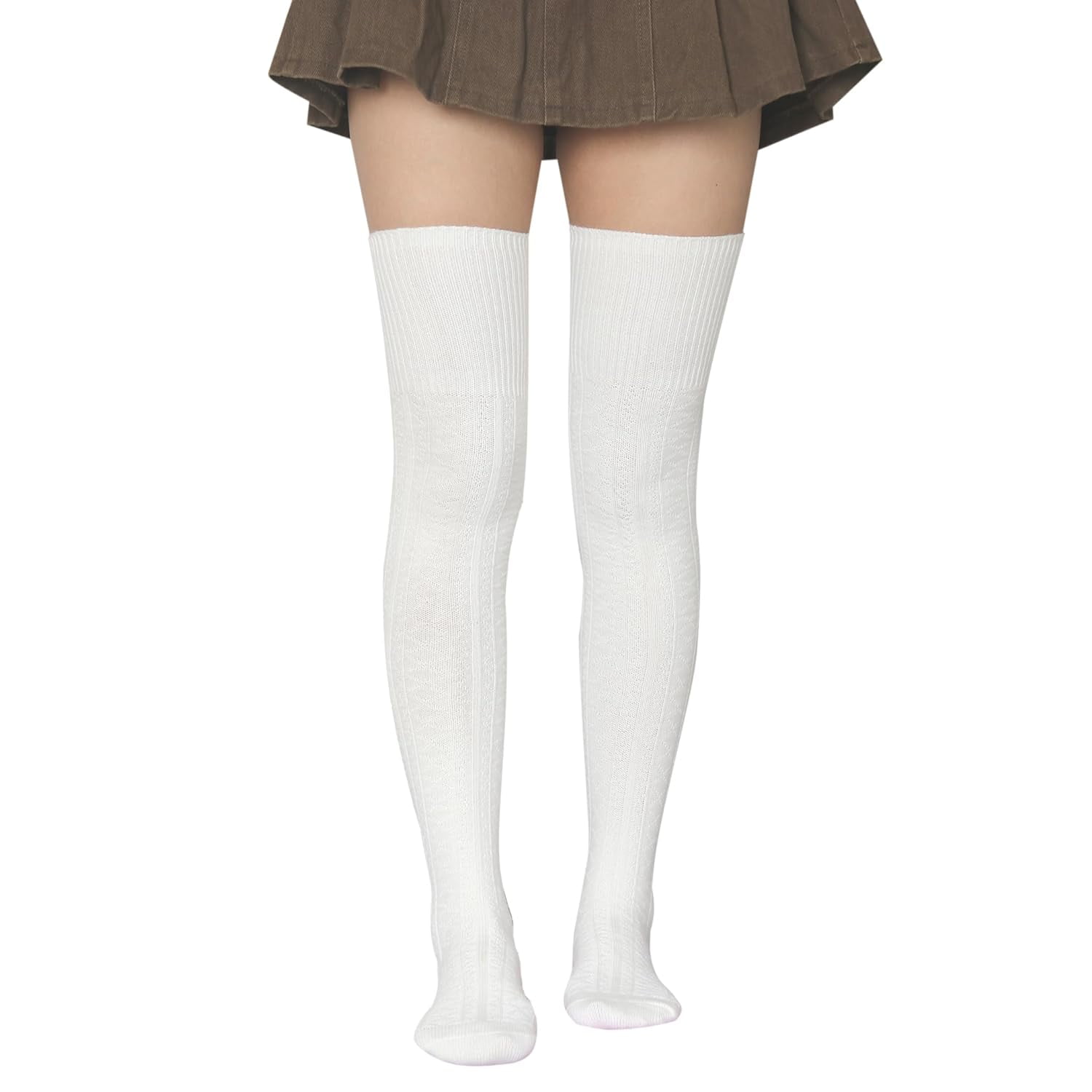 Holzlrgus Women Extra Long Thigh High Socks Cotton Knit Warm Thick Tall ...
