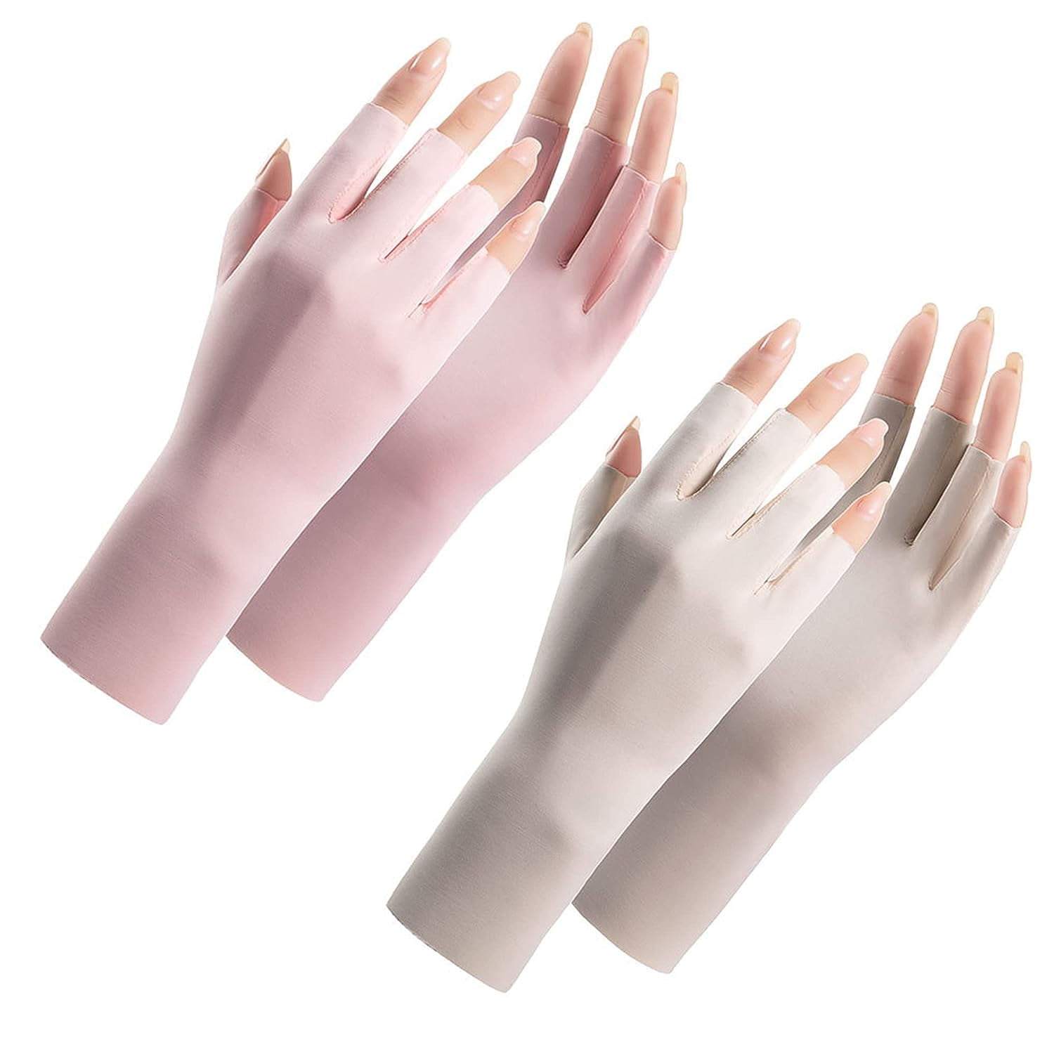 Holzlrgus Women Fingerless Gloves Summer UV Protection Gloves Cool Ice ...