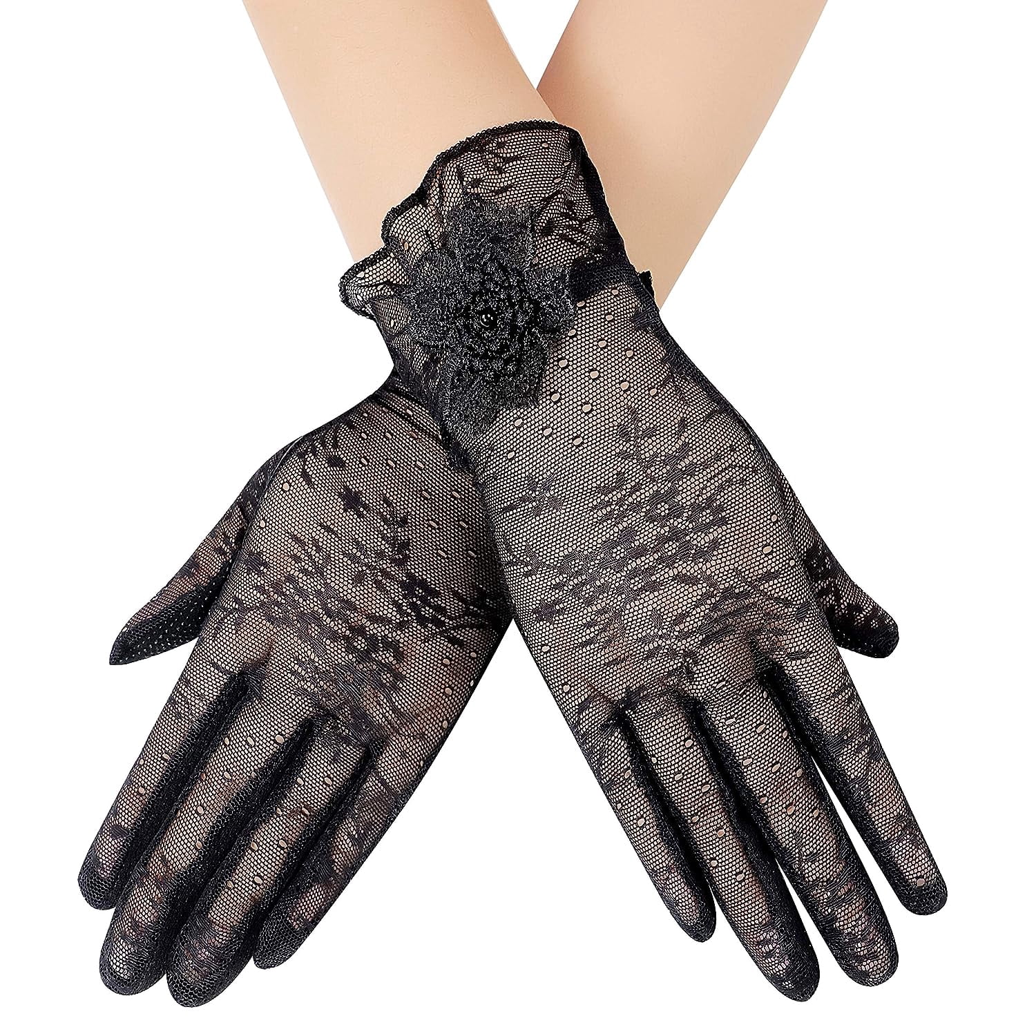Holzlrgus Women Non-slip Touchscreen Lace Gloves, Summer UV Protection ...