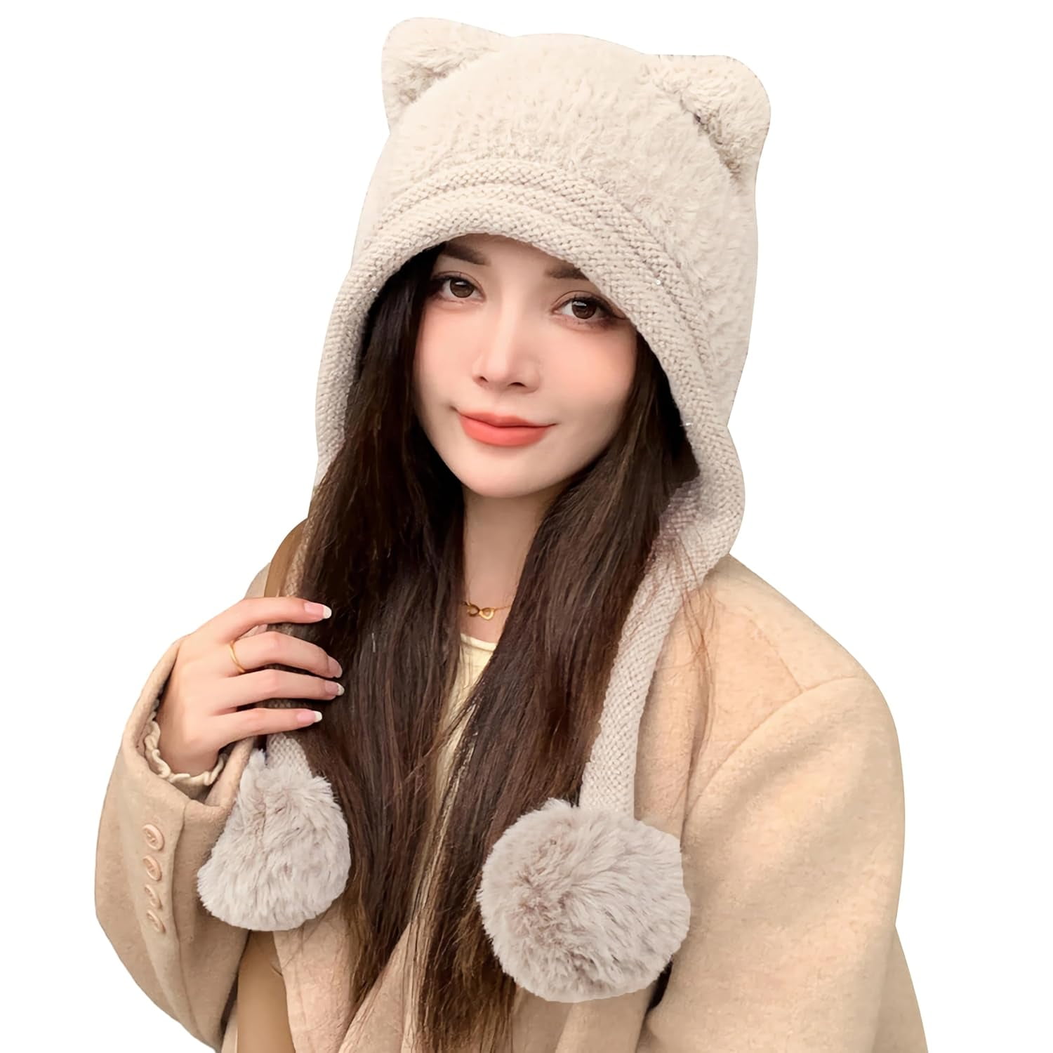 Holzlrgus Women Winter Sherpa Beanie Hats Knit Ear Flaps Peruvian Cover ...