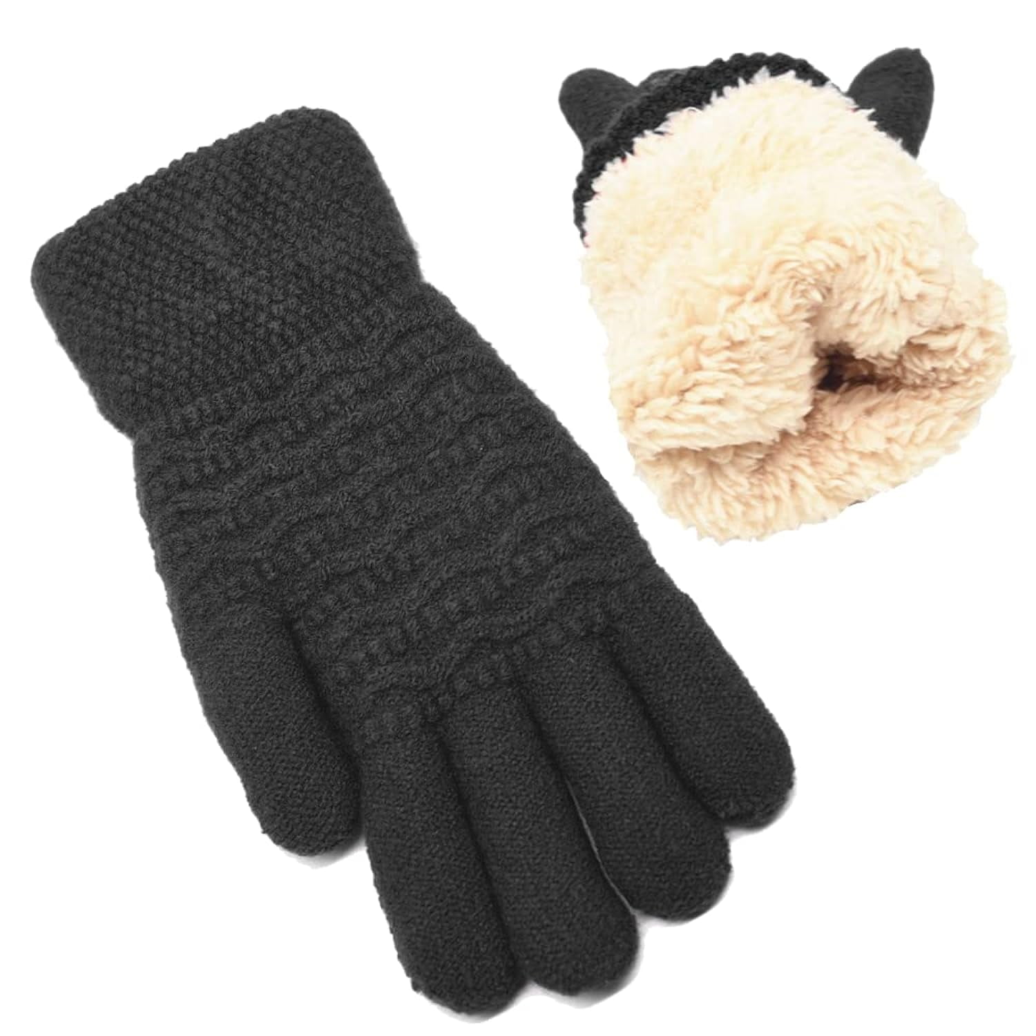 Holzlrgus Women's Touch Screen Thermal Cable Knit Wool Winter Gloves ...