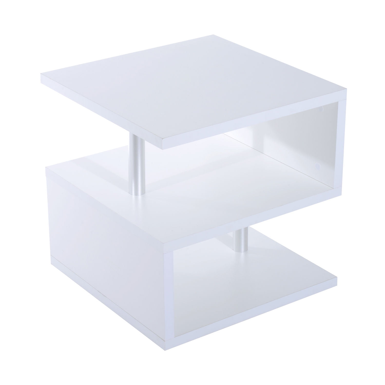 HomCom Modern S-Shaped 3-Tier Display Accent End Table - White, Space ...