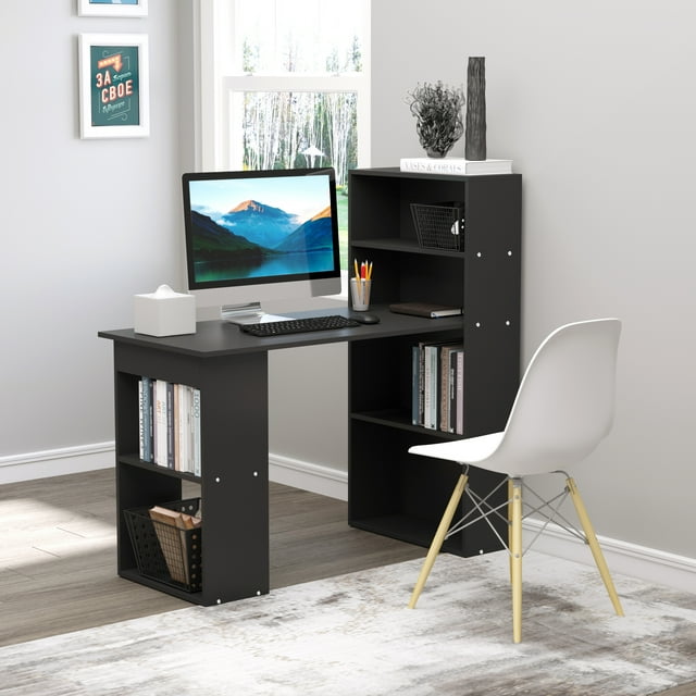 "HomCom 47"" Office Compact Computer Desk Hutch with Ample Storage ...