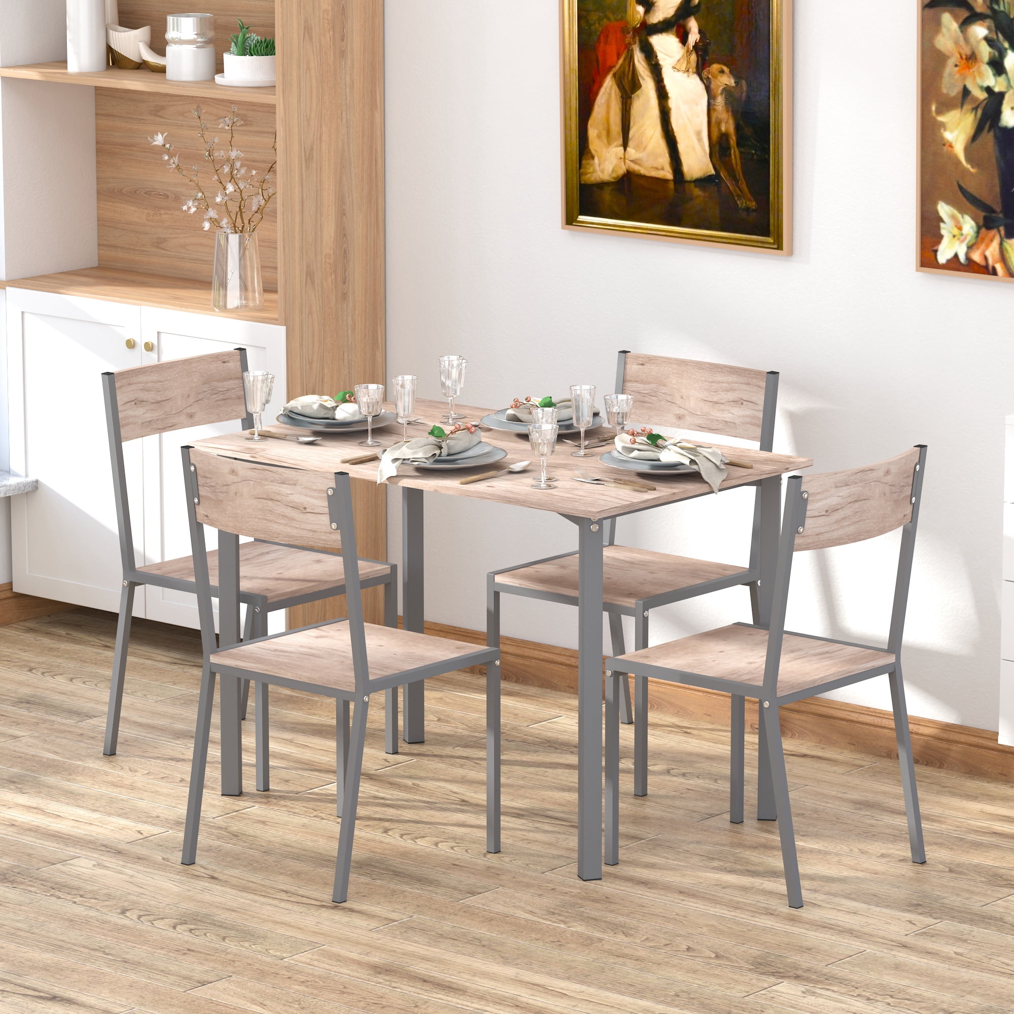 HomCom 5-Piece Modern Compact Dinner Dinette Set, Kitchen Dining Room ...