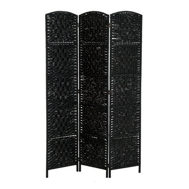 HomCom 6' Tall 3 Panel Room Divider - Wicker Rattan, Folding, Standing ...