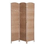 HomCom 6' Tall Wicker Weave 3 Panel Room Divider Privacy Screen ...
