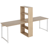 HOMCOM 88" Extra Long 2-Person Computer Desk, Bookshelf Combo, Double ...
