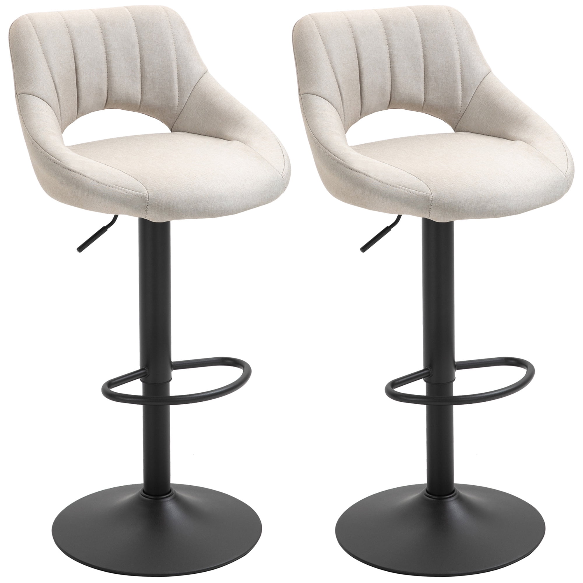 HomCom Set of 2 Metal Back Bar Stool, Adjustable Height & 360-Degree ...