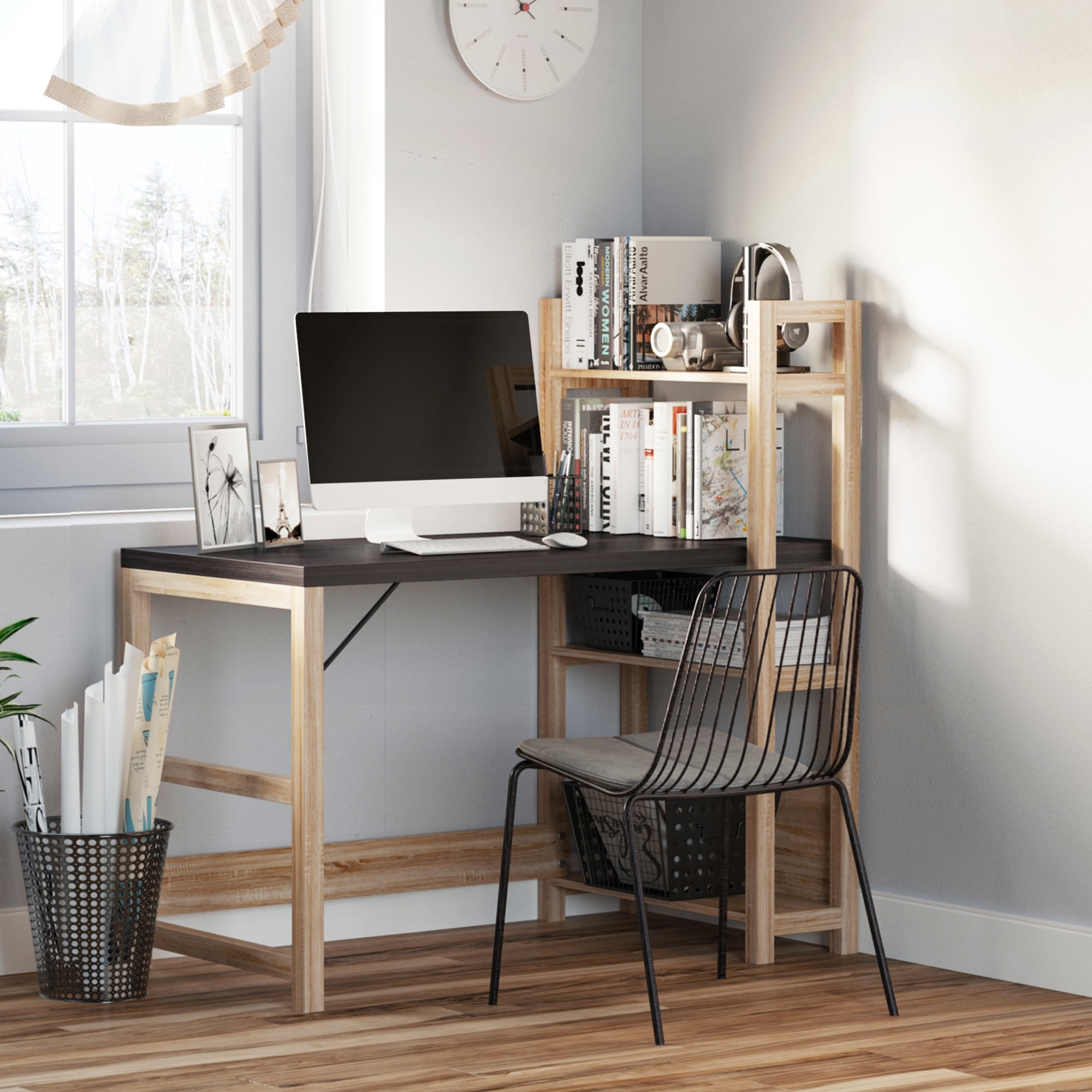 HomCom Computer Desk Home Office Study Writing Rectangle Workstation ...