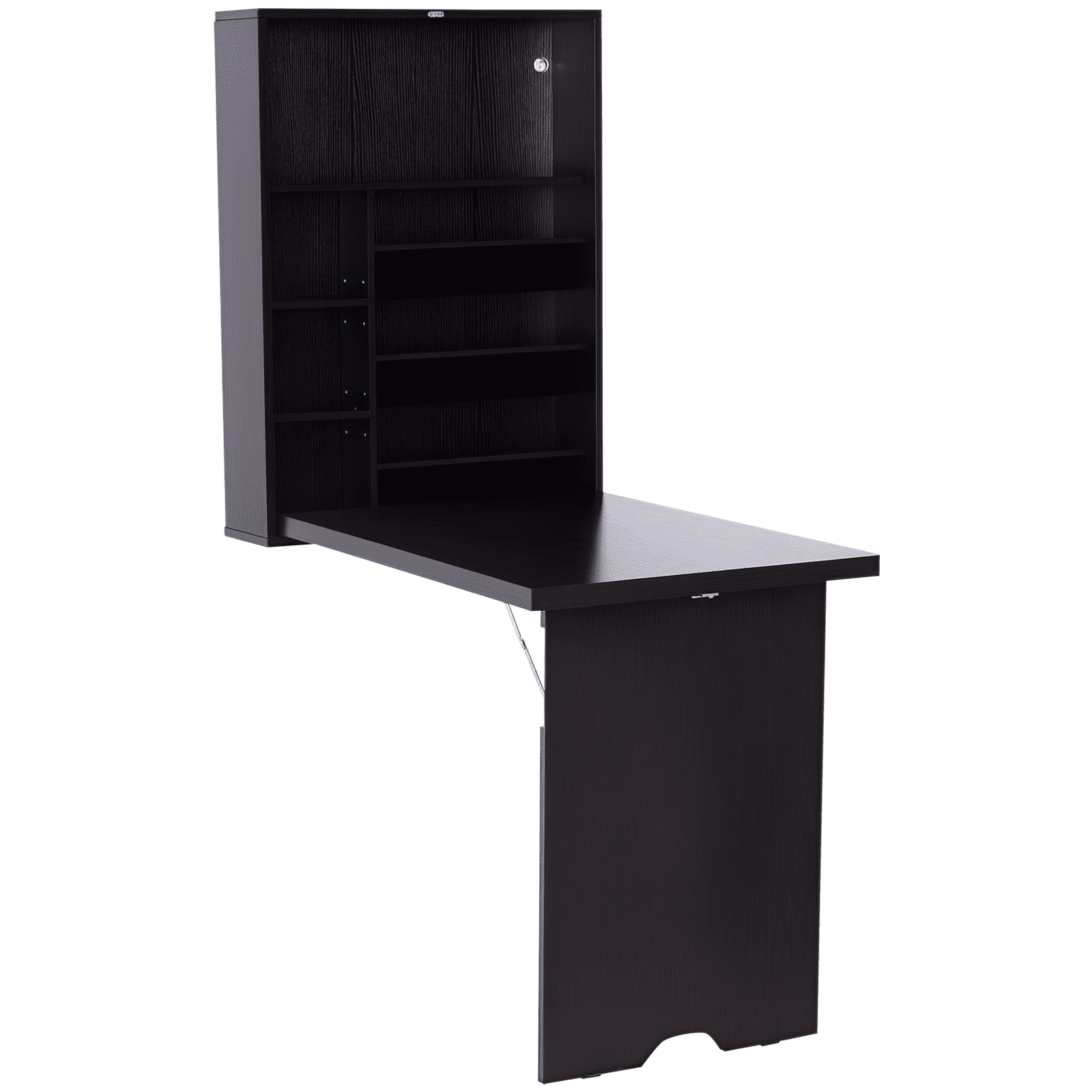 HOMCOM Compact Foldable Computer Desk, Wall Mounted with Shelves for ...