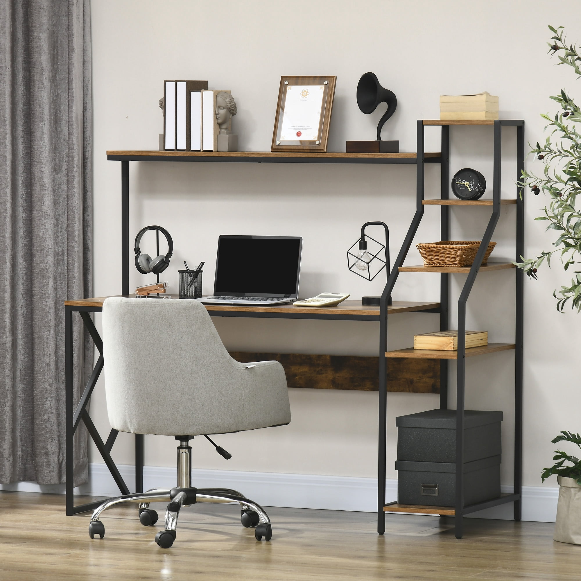 HomCom Industrial Style Home Office Computer Desk Workstation with ...