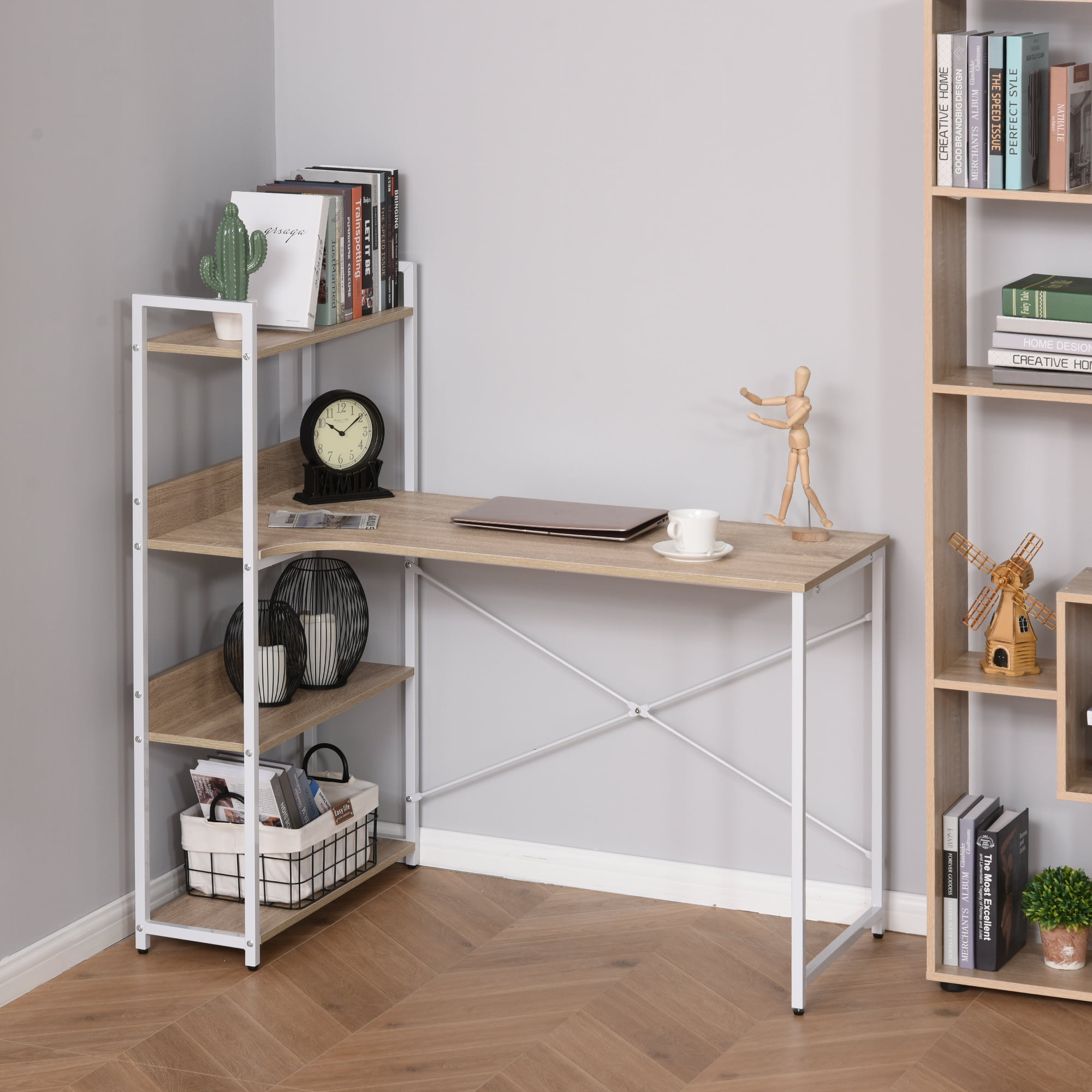 HomCom Retro Industrial Computer Workstation Office Desk with Storage ...