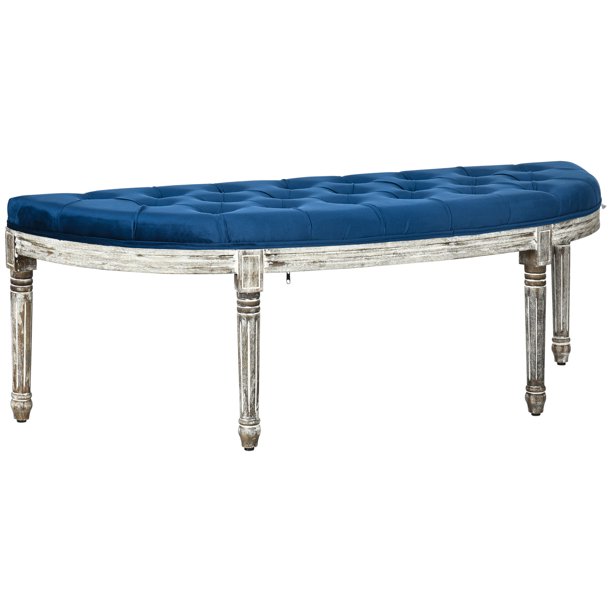 HomCom Upholstered & Tufted Bench, Blue - Walmart.com