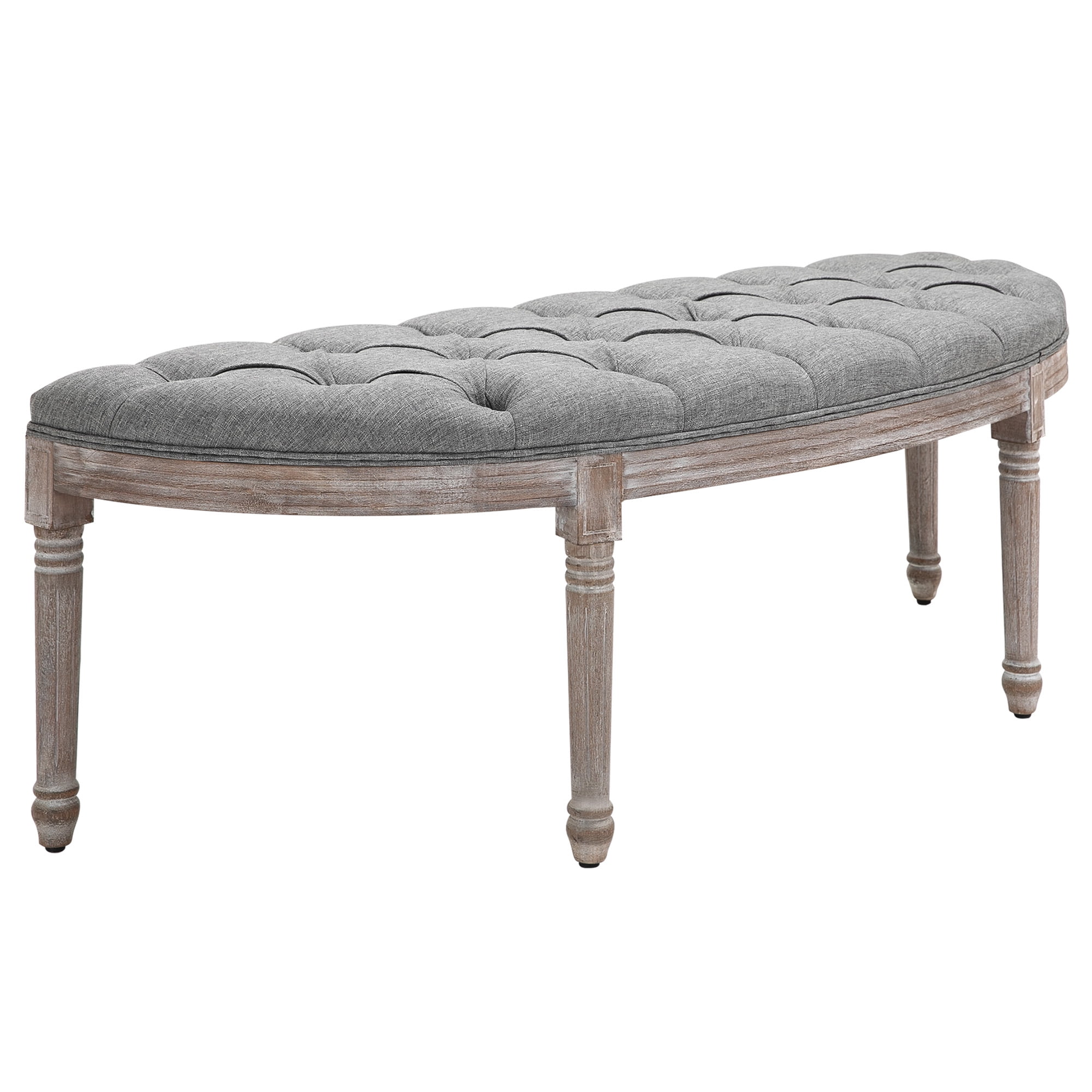 Free Shipping! HomCom Upholstered & Tufted Bench, Grey - Walmart.com ...