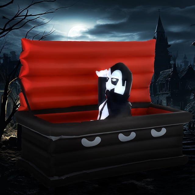 HomCom Vampire Giant Coffin Outdoor LED Waterproof Yard Inflatable, 2.6 ...