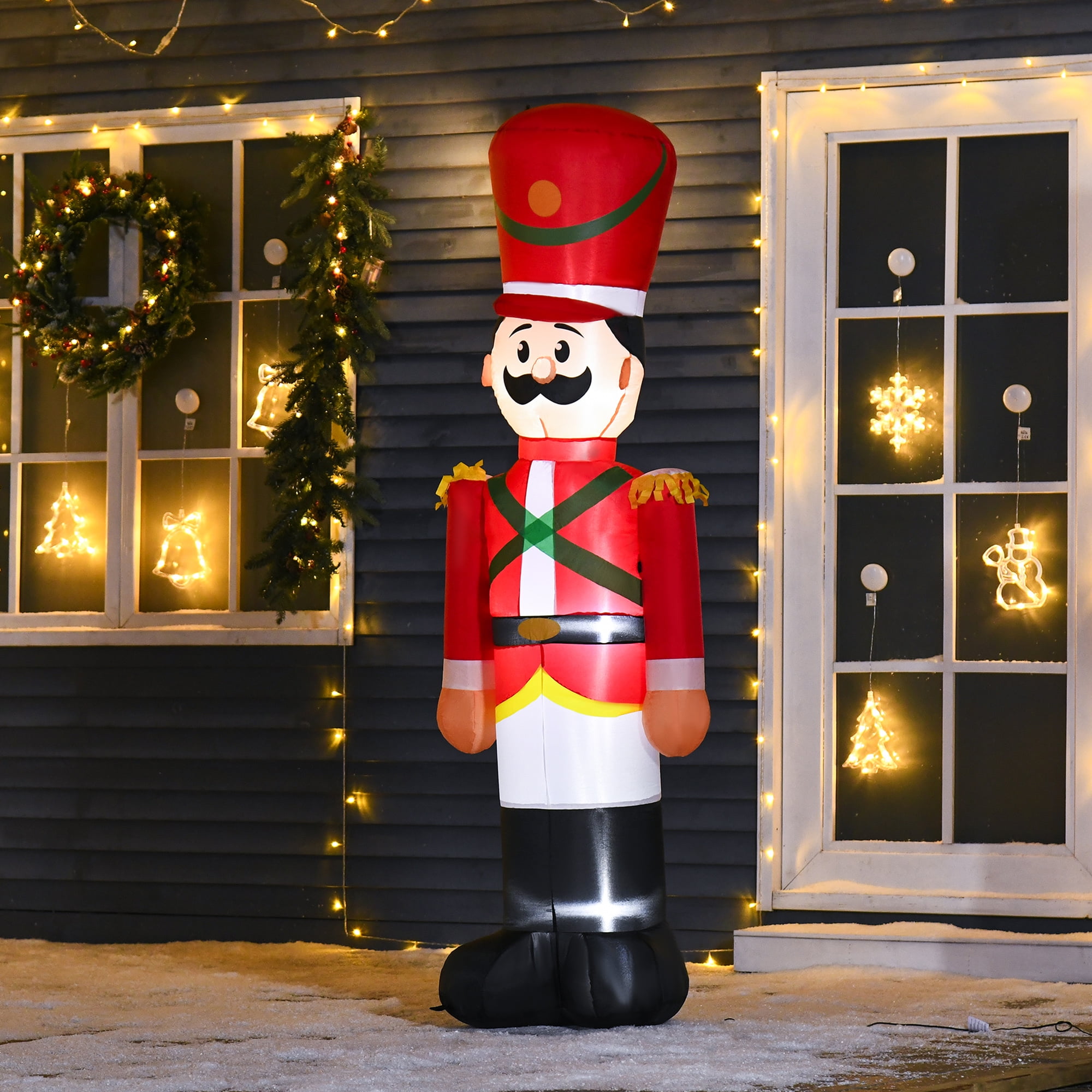 HomCom 6' Christmas Toy Soldier Yard Decoration, LED Lighted Walnut ...