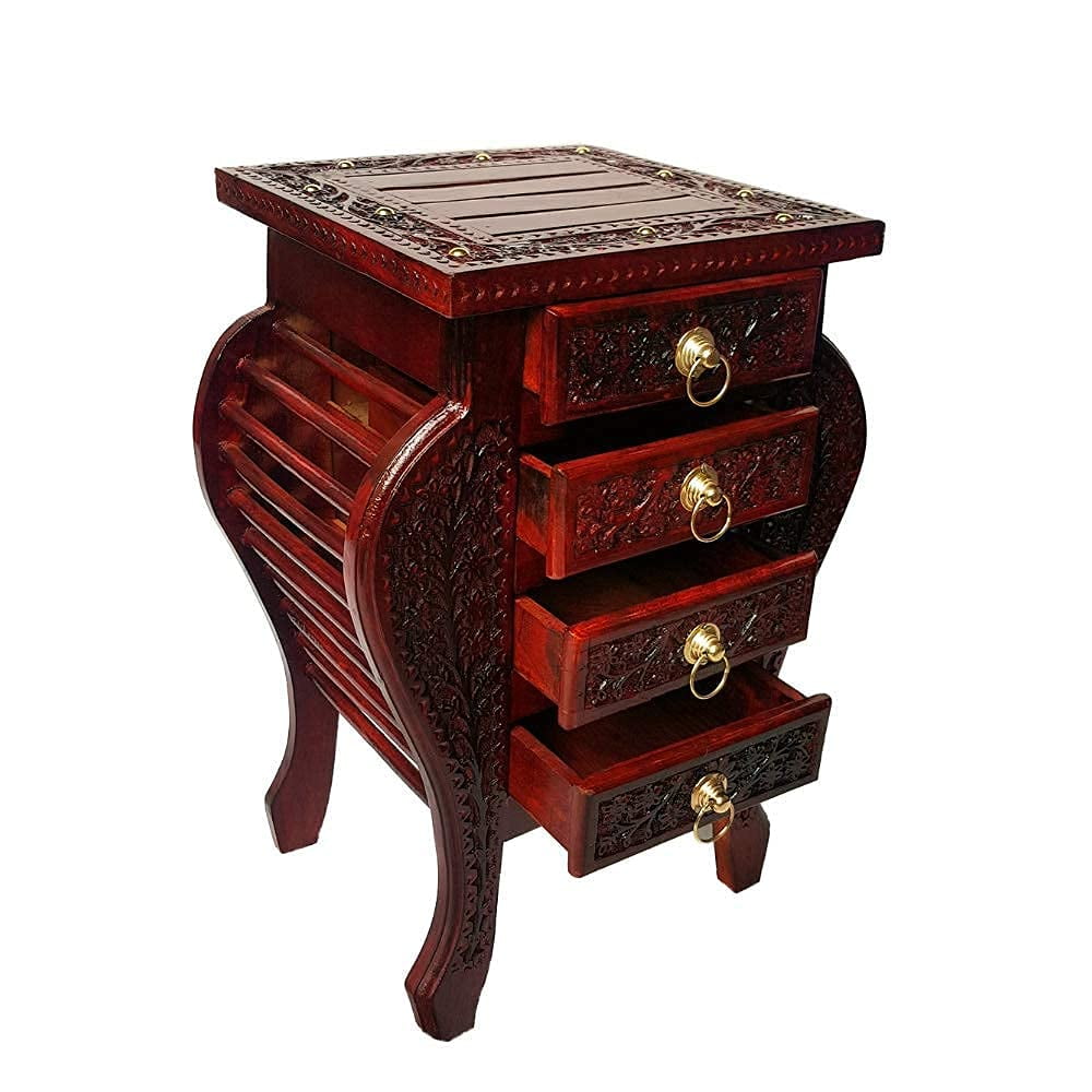 HomEnrich Wooden Stool for Living Room Stool with Drawer Table for ...