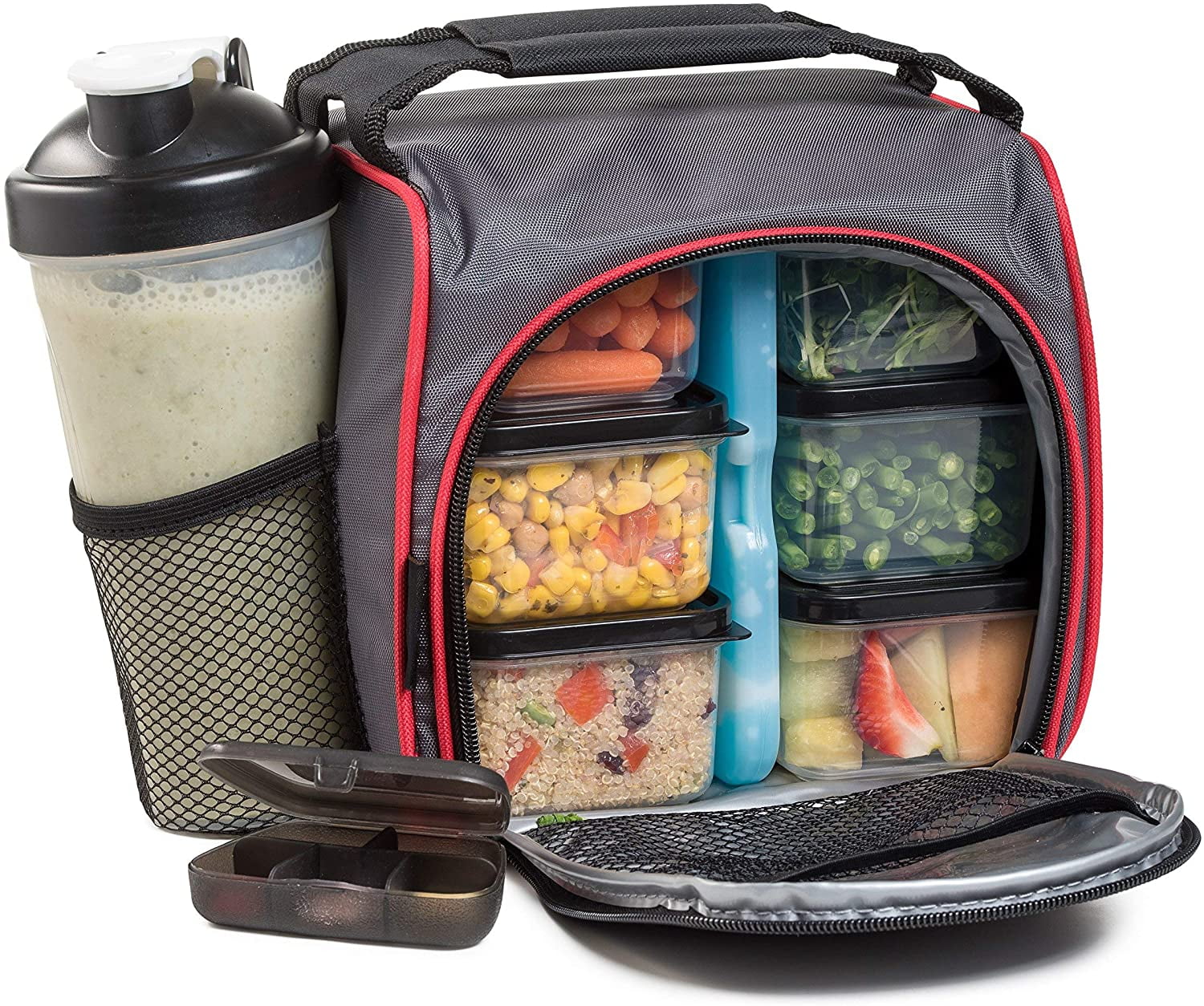 HomEquip Insulated Cooler Lunch Bag, Reusable with 6 Portion Control ...