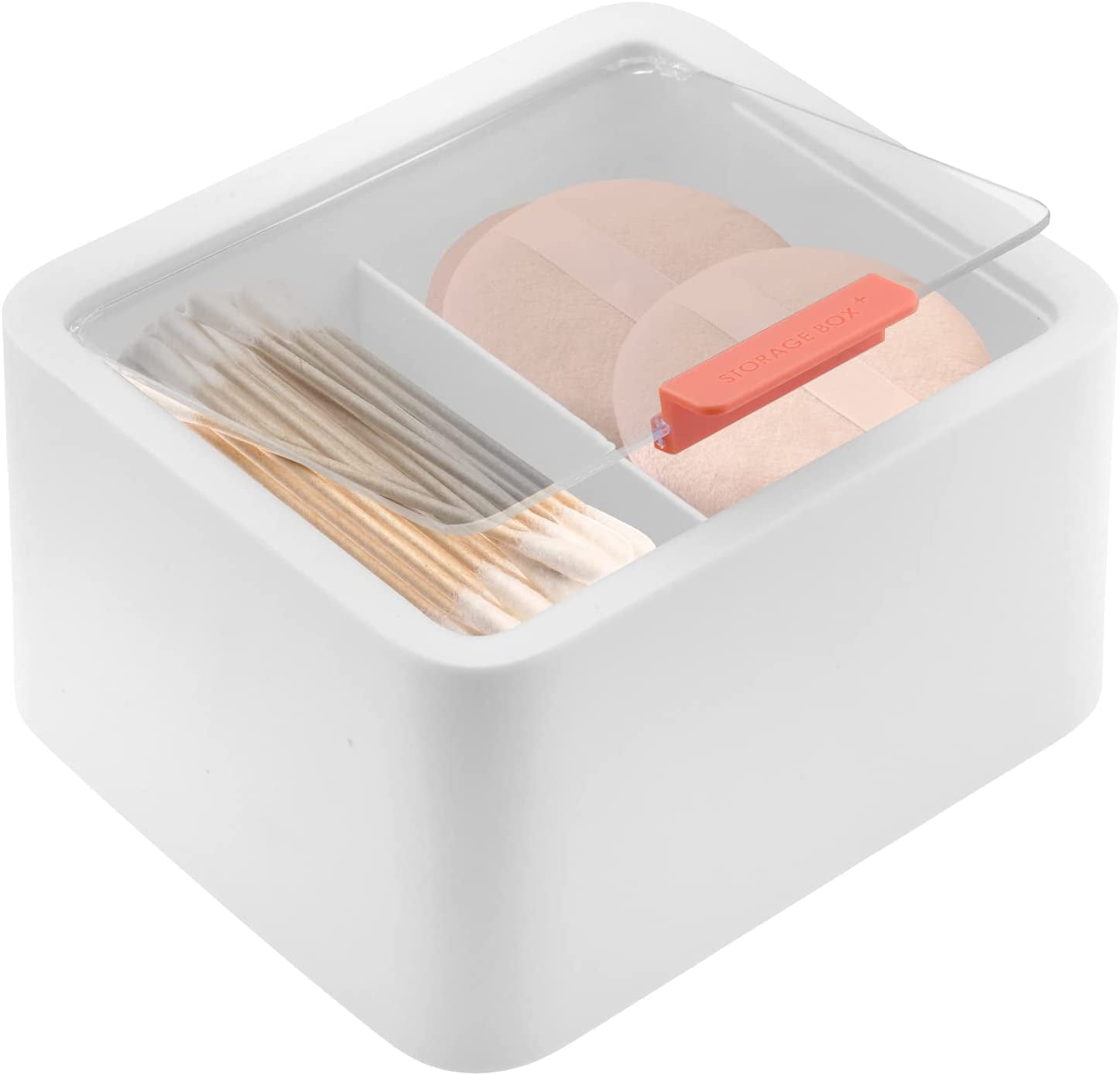 HomEquip bathroom organizer Cotton Pad & Q Tip Storage with Lid – White ...