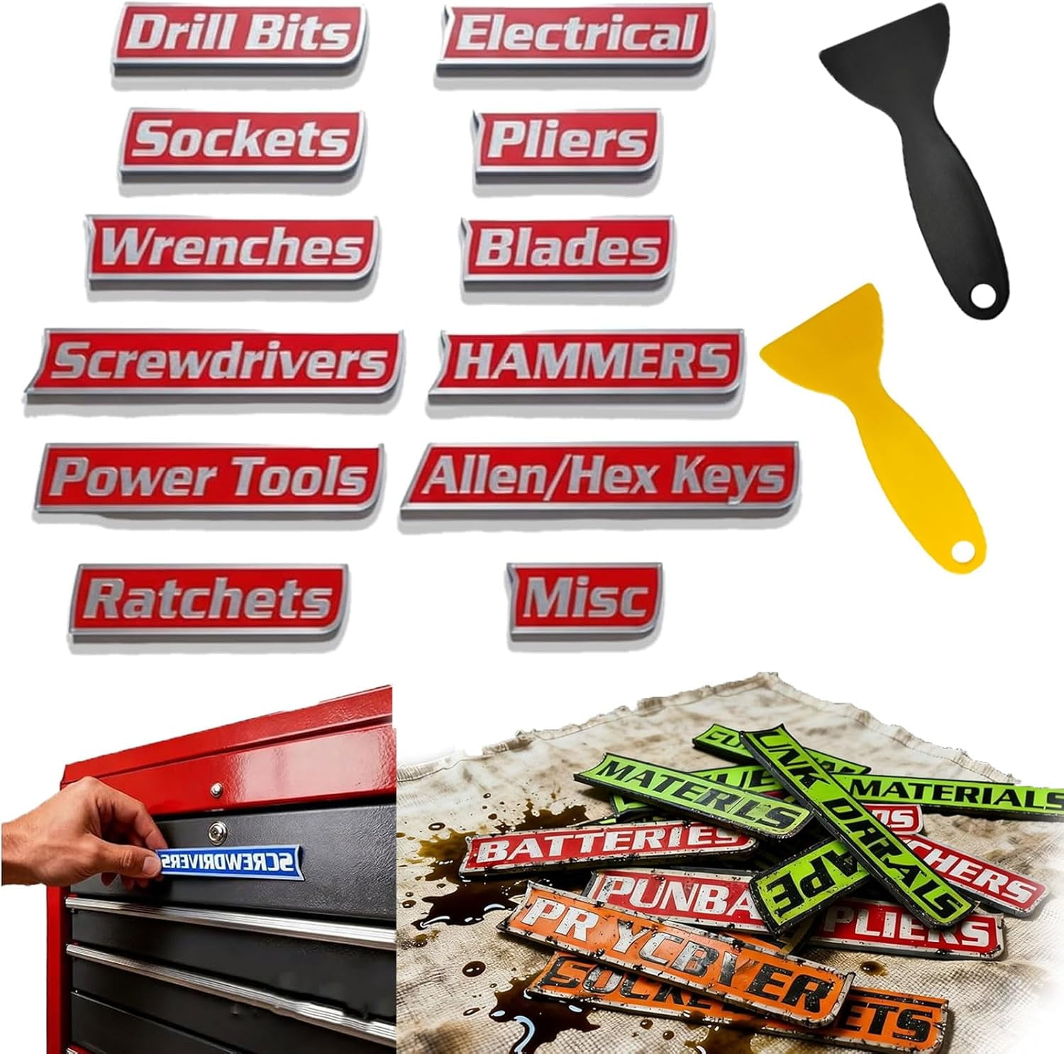 HomFairy 12/24/48 Pack of Magnetic Tool Box Labels, 2026 Upgraded ...