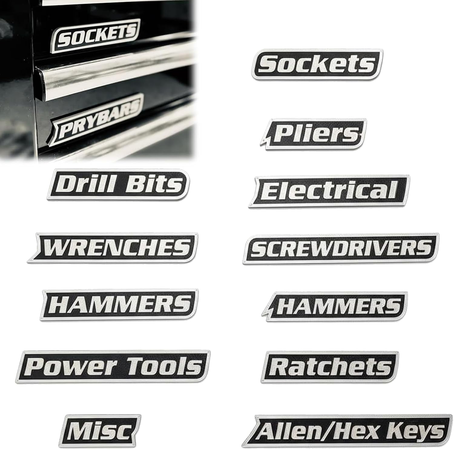 HomFairy 12Pack Magnetic Tool Box Labels, Multipurpose Toolbox Labels ...