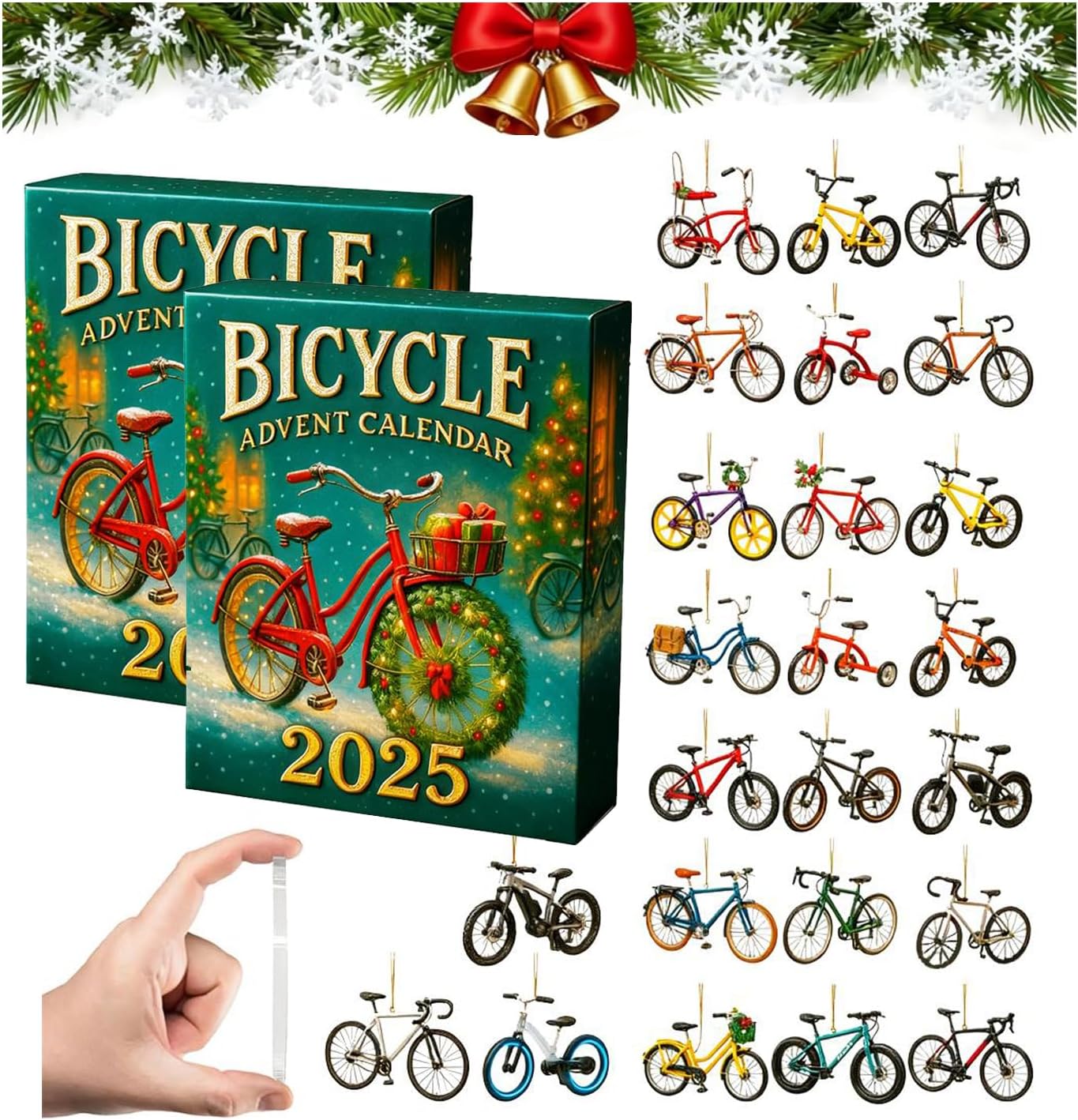 HomFairy 2025 Bicycle Advent Calendar,24 Days Acrylic Christmas ...