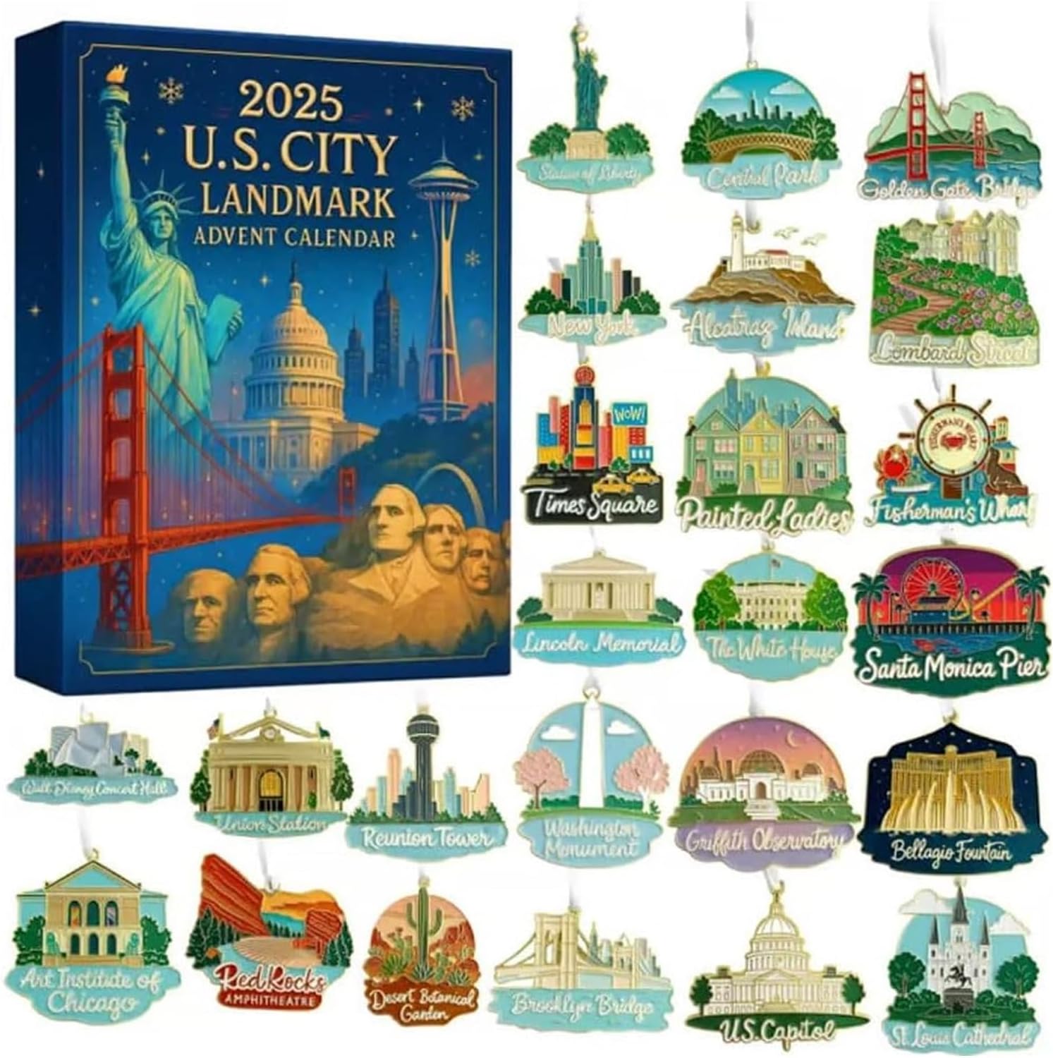 HomFairy City Landmark Advent Calendar 2025, 24 Days Christmas ...