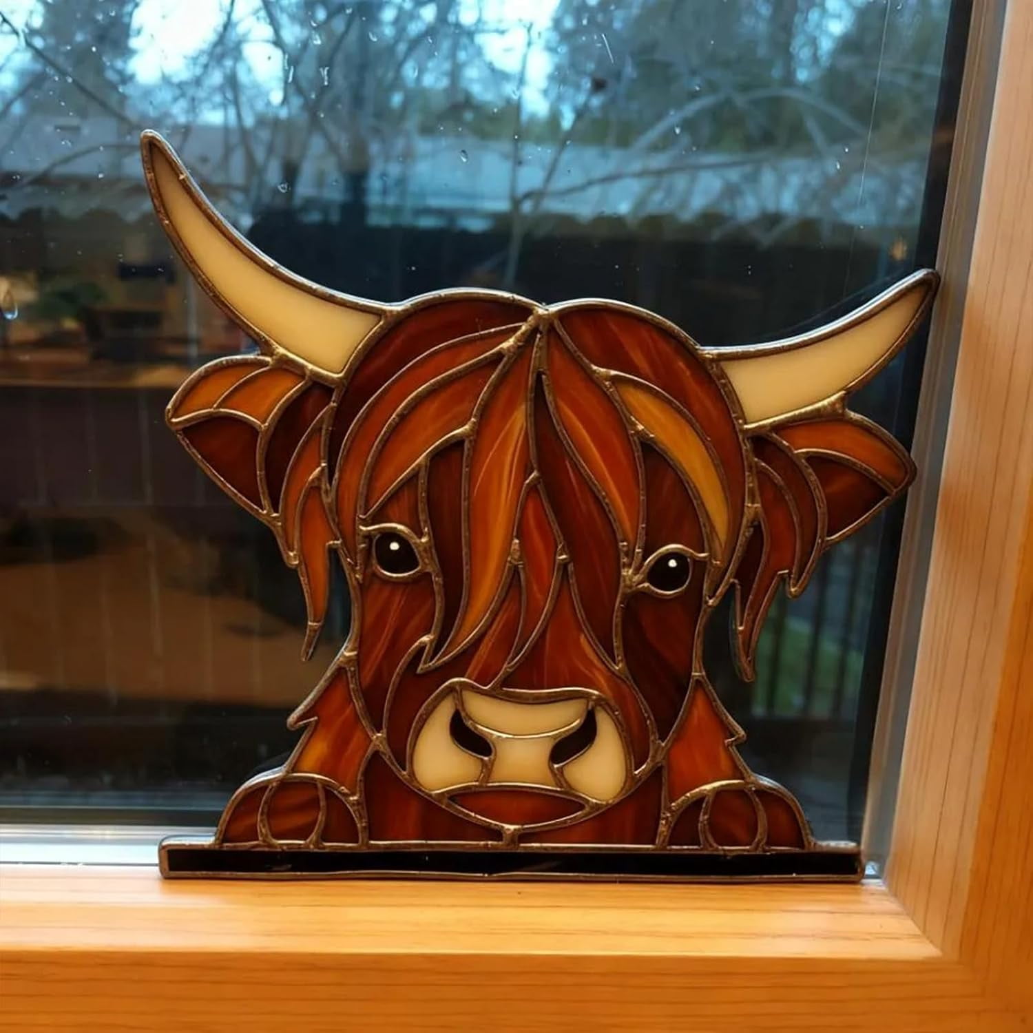 HomFairy Highland Cow Window Corner Decor, 6In Highland Cow Christmas ...