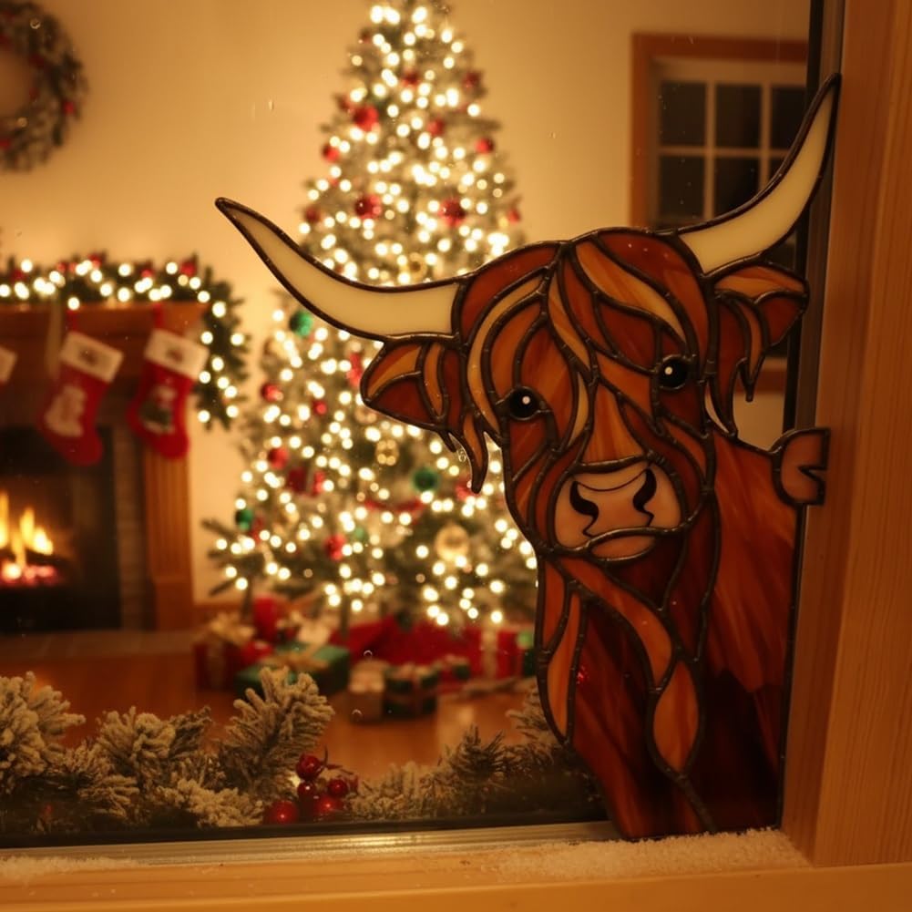 HomFairy Highland Cow Window Corner Decor, Highland Cow Farmhouse ...