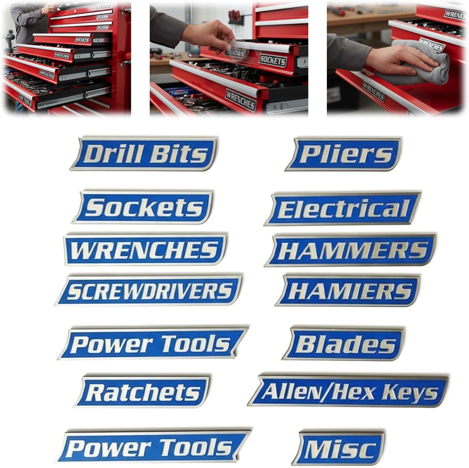HomFairy Magnetic Toolbox Labels, 3D-Printed Tool Box Labels, General ...