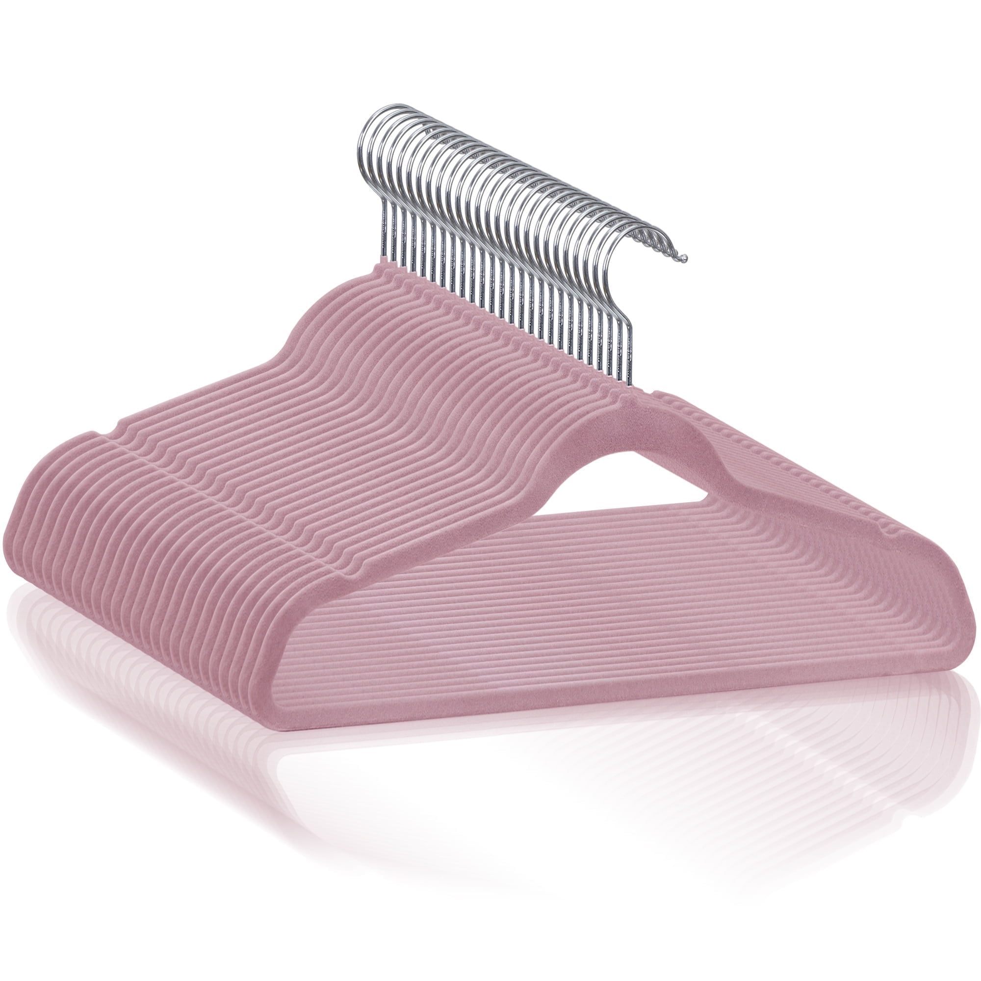 HomGarden Pink Velvet Hangers 100 Pack, 360° Swivel Hook, Adult Size ...