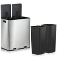 HomGarden 16 Gallon Smart Trash Can, Dual Compartment Stainless Steel ...