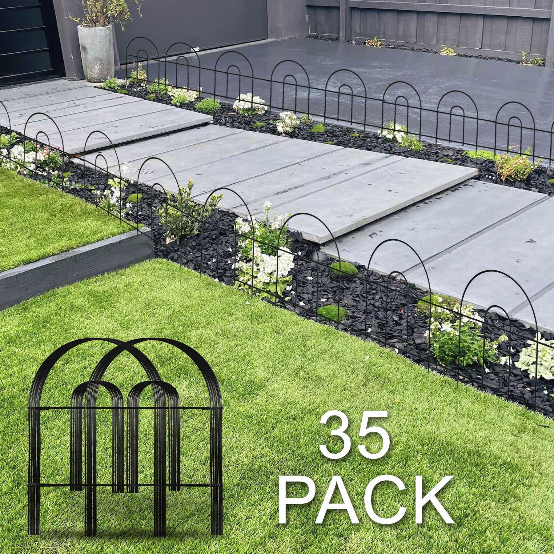 HomGarden Outdoor Barrier Metal Lawn Sections, 18in x 50ft Garden Fence ...