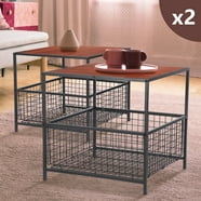 Lavish Home End Table with Storage – Round Wire Basket Base Nesting ...